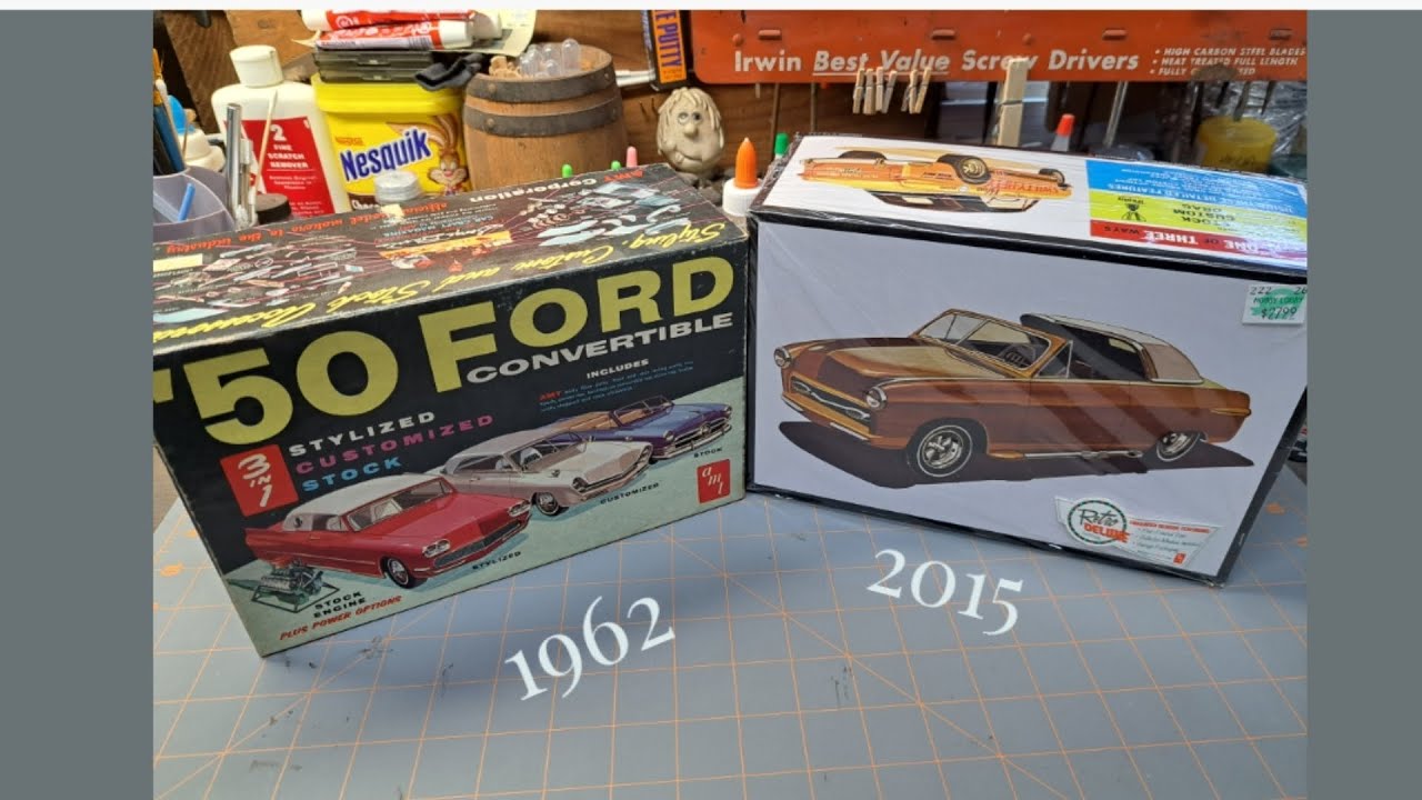 Vintage amt 1950 Ford drop top with modern kit comparison - YouTube