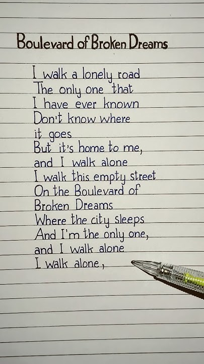 Boulevard of Broken Dreams Lyrics Song by Green Day #greenday #song # ...