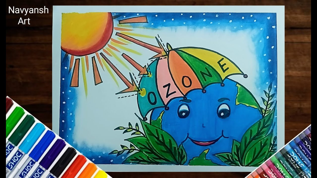 World Ozone Day drawing / World Ozone Day poster drawing easy / Save ...