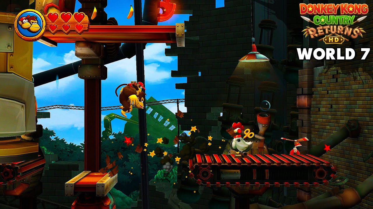 Donkey Kong Country Returns HD - Factory (World 7 Walkthrough) - YouTube
