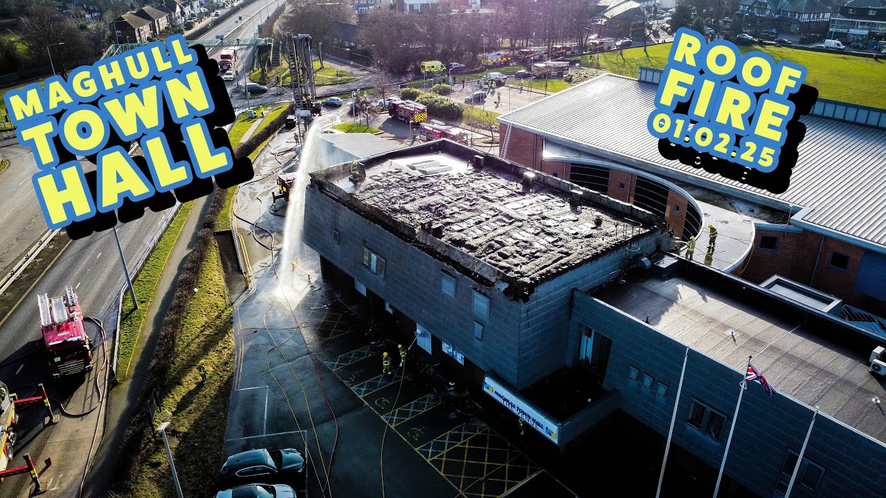 Maghull Town Hall Roof Fire Aftermath | Drone Footage (Jan 2025) - YouTube