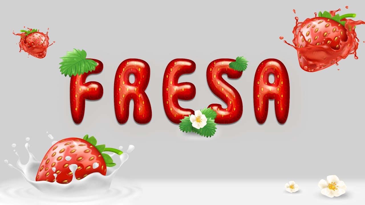 TEXTO FRESA O STRAWBERRY CON PHOTOSHOP TUTORIAL DESCARGAR - YouTube