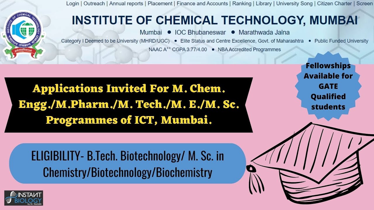 ICT MUMBAI: Applications Invited for M.Tech. and M.Sc. Programs| Apply Now - YouTube