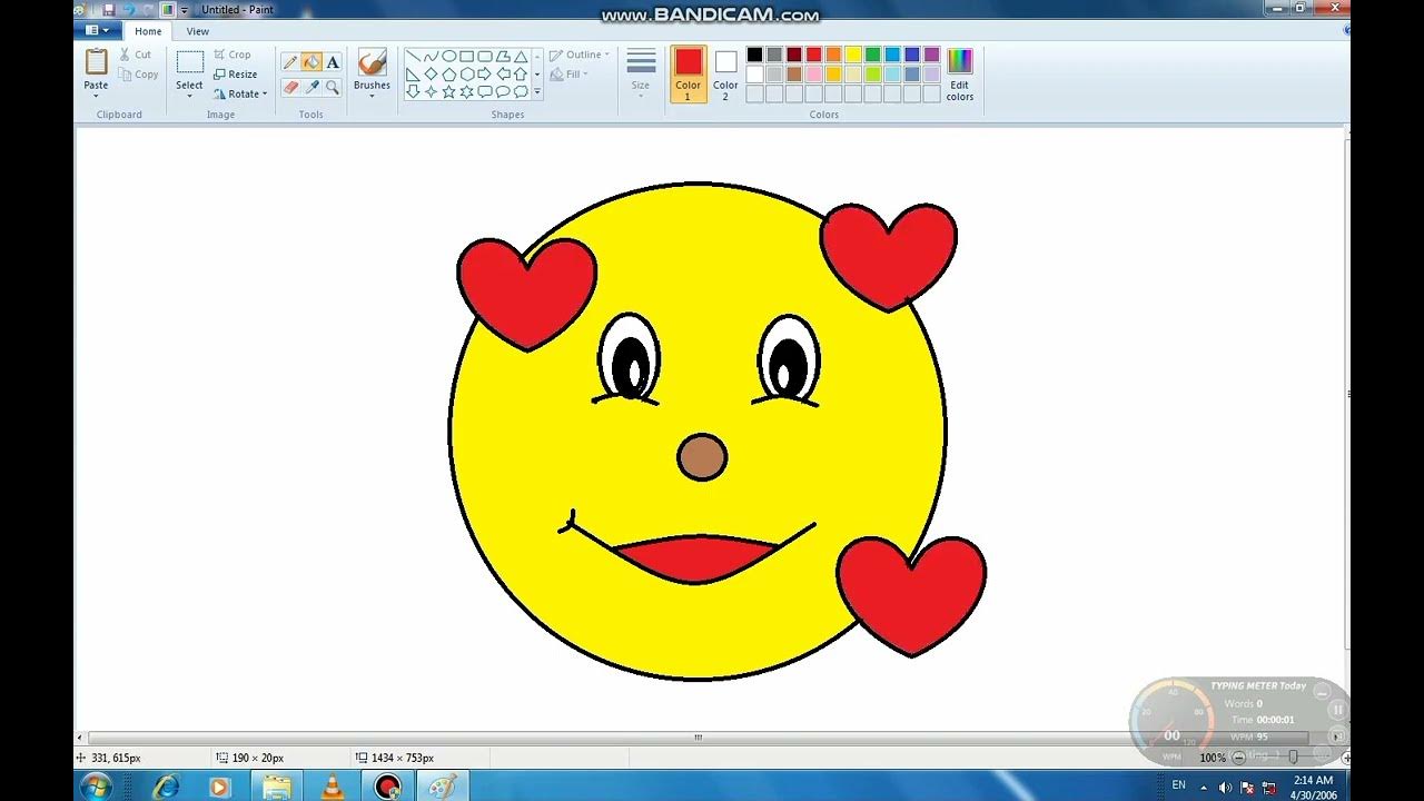 How draw 🙀 to the Buttiful emoji / love emoji 🥰 in Ms paint / in ...