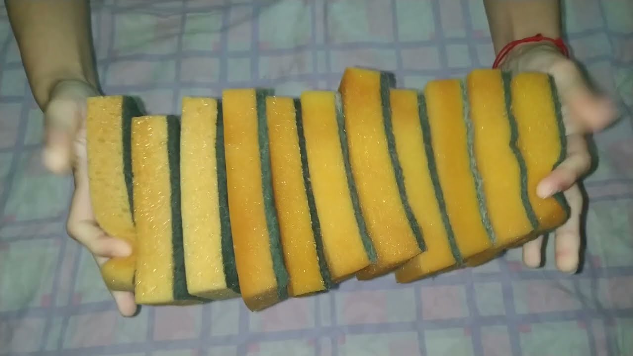 ×11 Dry Classic Kitchen Sponges Ripping | Sponge ASMR - YouTube