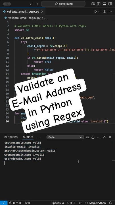 Validate an E-Mail Address in Python using Regex #programming #codingtogether #coding #python ...
