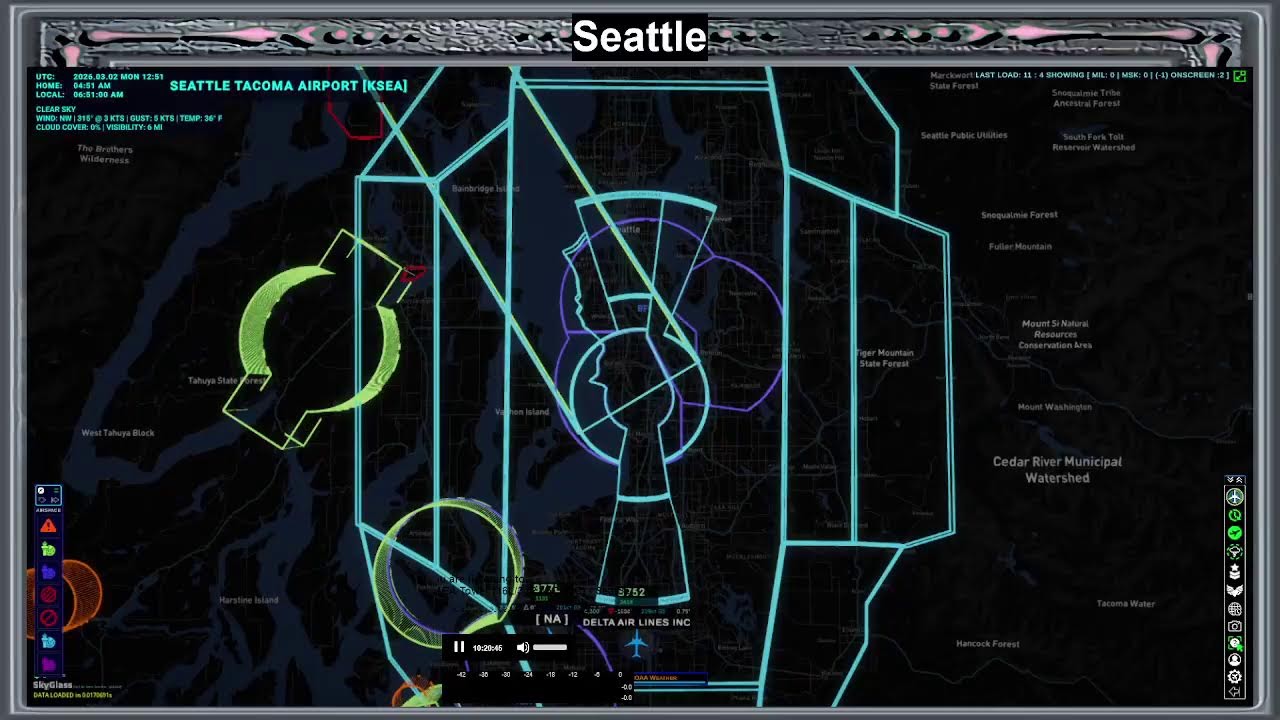 KSEA | SkyGlass Real-Time Air Traffic Radar • LiveATC Audio • Ambient ...
