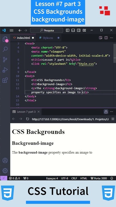 Css Tutorial Lesson 7 Part 3 Css Backgrounds Background Image Css Csstutorial Html Js