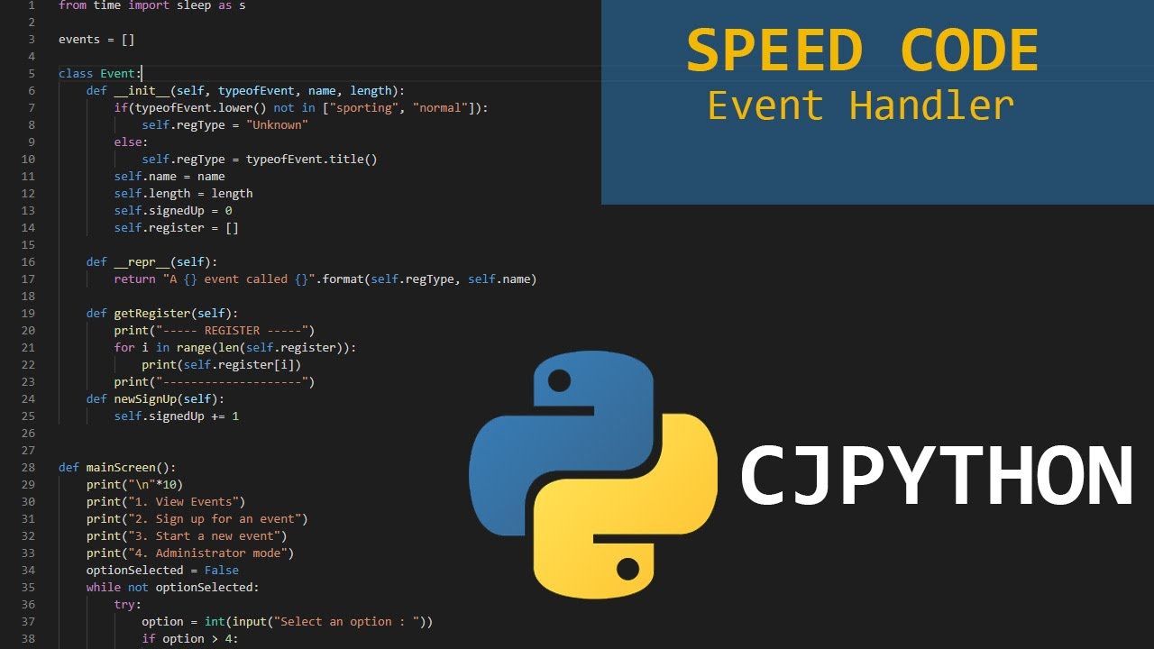 Event Handler A Levels Speed Code YouTube Event Handler A Levels Speed Code YouTube