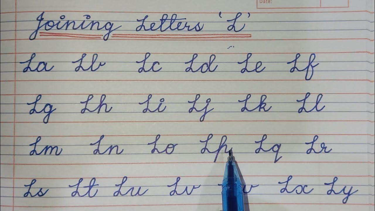 cursive writing | joining letters l | Calligraphy | abcd | - YouTube