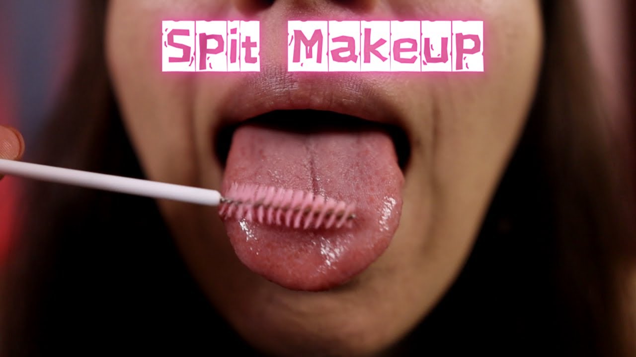 ASMR Spit Makeup (up close + mouth sounds) - No talking - YouTube