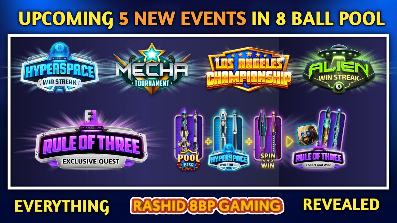 Upcoming 5 new events in 8 ball pool | free cue with avatar | Rashid ...