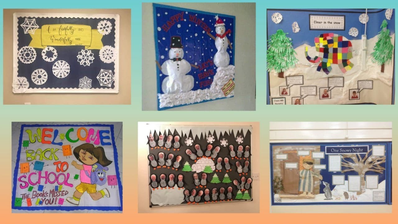Winter's day school display board ideas | Notice board on Winter's day ...