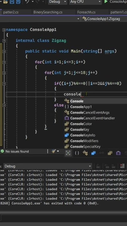 C# Zigzag pattern program | c# program shots | pattern programs - YouTube