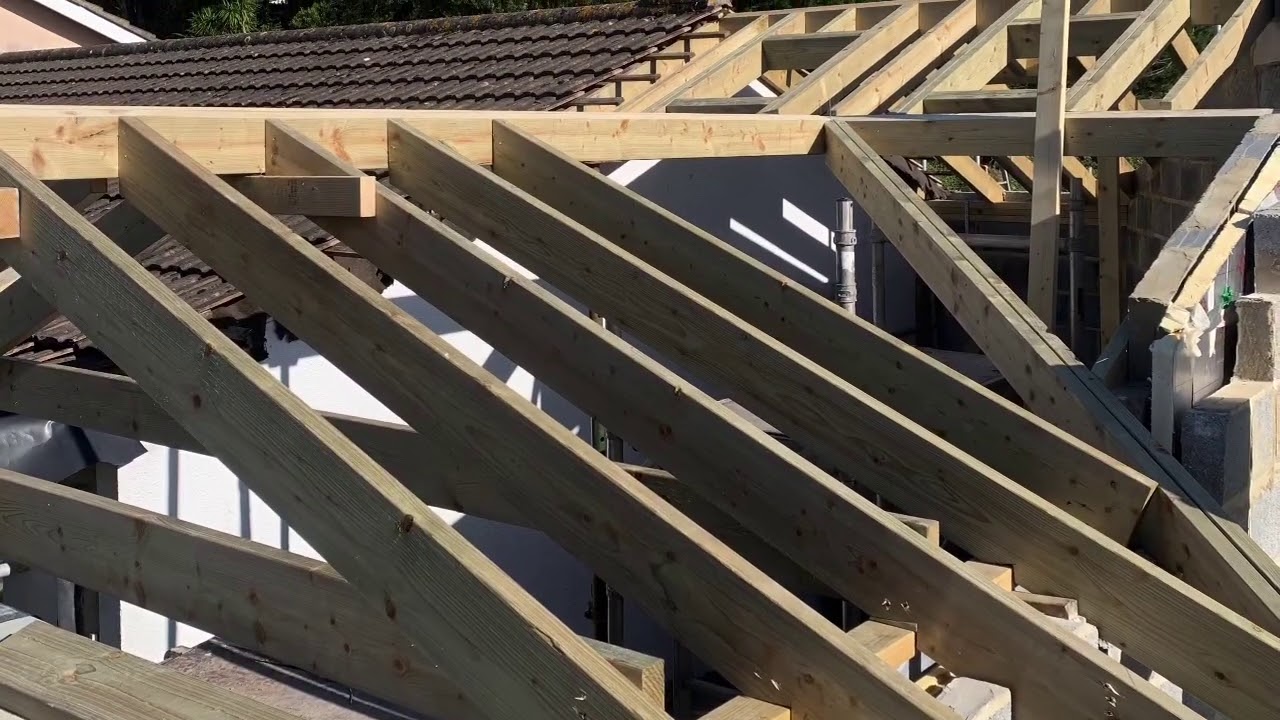 Vaulted ceiling cut roof and renown redland tiles with plastics - YouTube