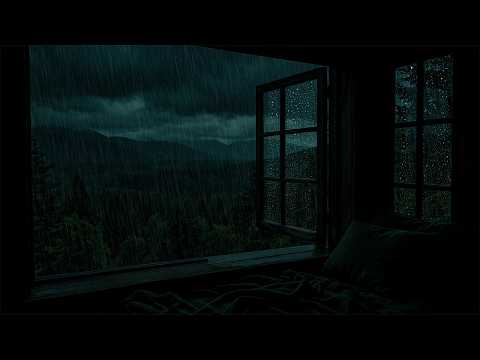 Soft Rain in Outdoor the Open Window Bedroom | Cozy Night Ambience for Sleep