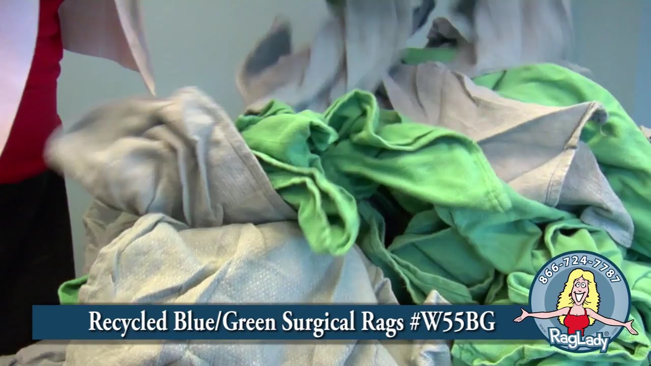Recycled Blue Green Surgical Rags WCA40 55BG - YouTube