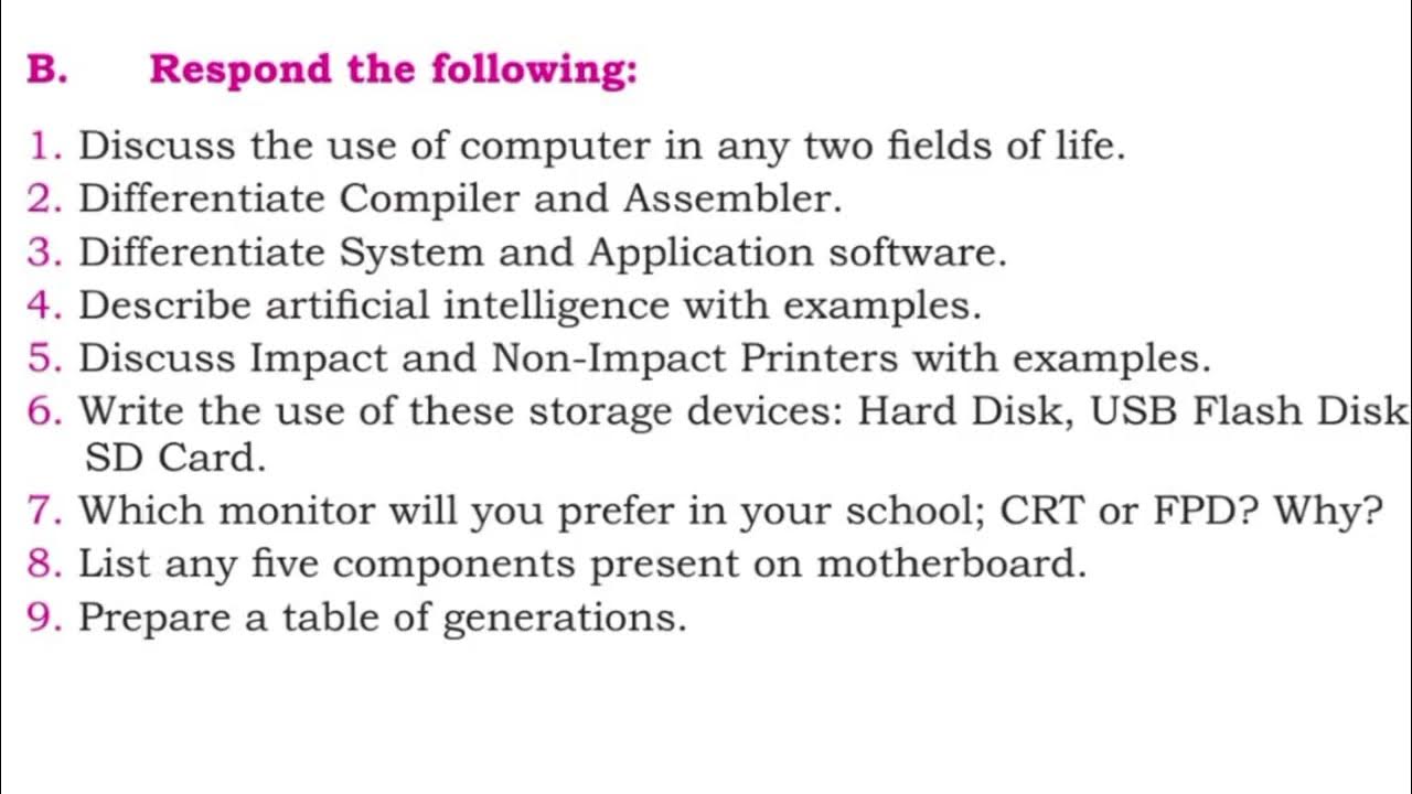 fundamentals of computer class 9 Sindh board solved | chapter 1 ...