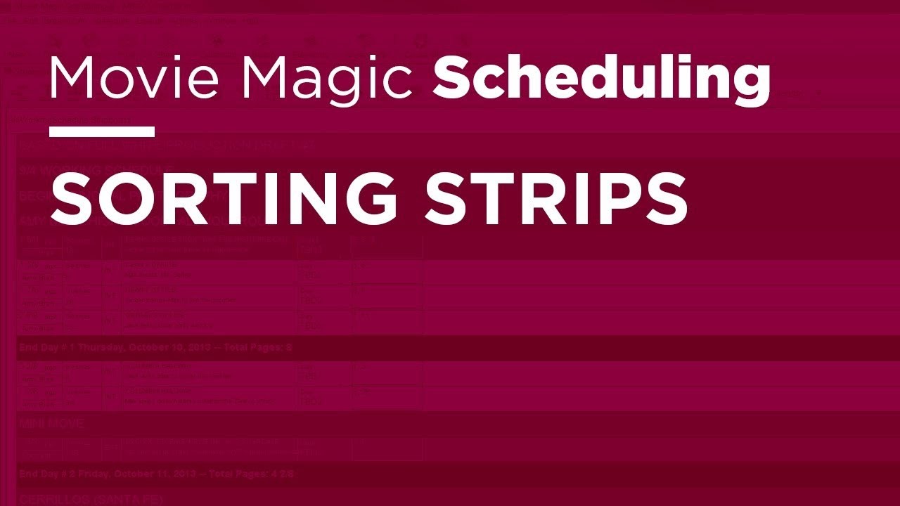 Movie Magic Scheduling - Sorting Strips - YouTube
