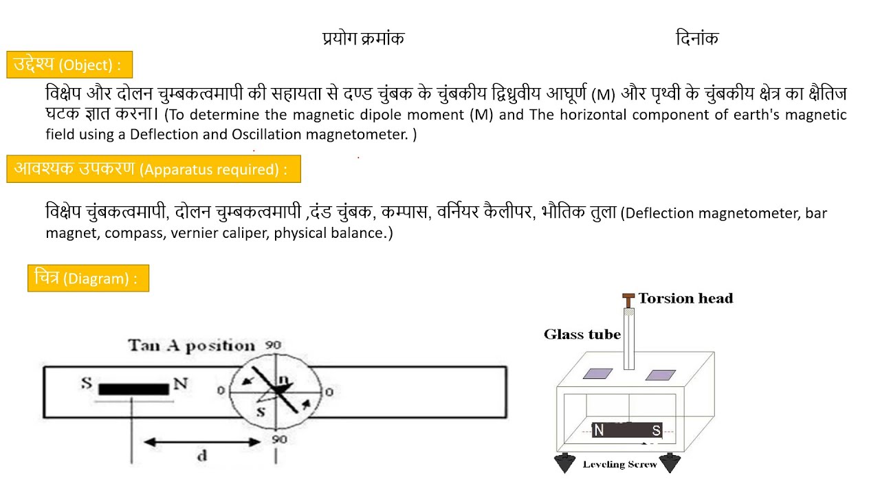 To determine M and BH using a Deflection and Oscillation magnetometer. - YouTube