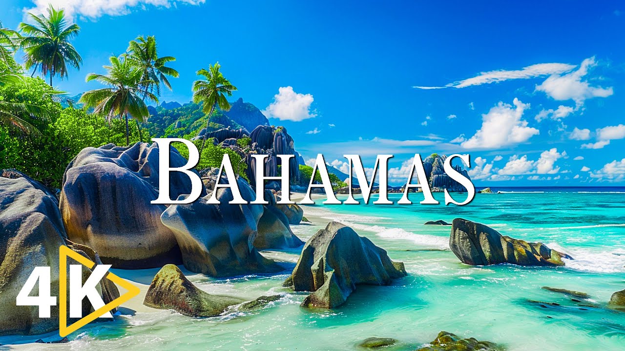 FLYING OVER BAHAMAS (4K UHD) - Calming Music Along With Beautiful ...