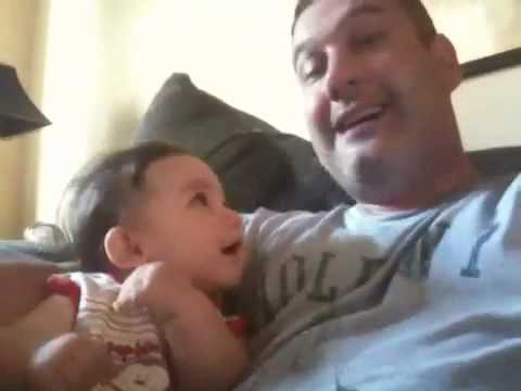 Baby laughs at Dad sneezing - YouTube