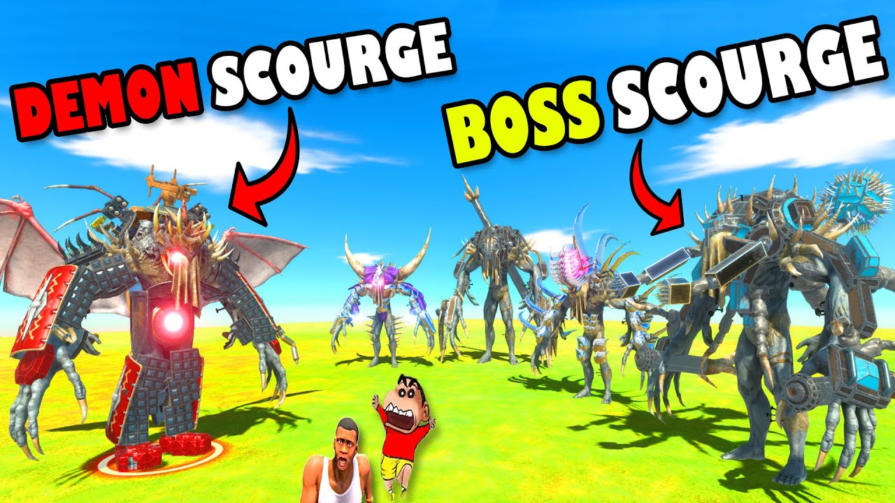 DEMON SCOURGE vs BOSS SCOURGE ARMY HAMID-T SHINCHAN and CHOP in Animal ...