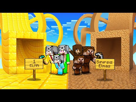 FAKİR AİLE SONSUZ TÜNEL VS MİLYONER AİLE SONSUZ TÜNEL - Minecraft