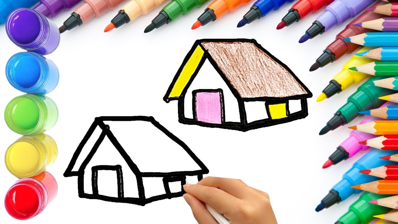 How To Draw cute Hut Drawing, Painting & Coloring For Kids and Toddlers ...