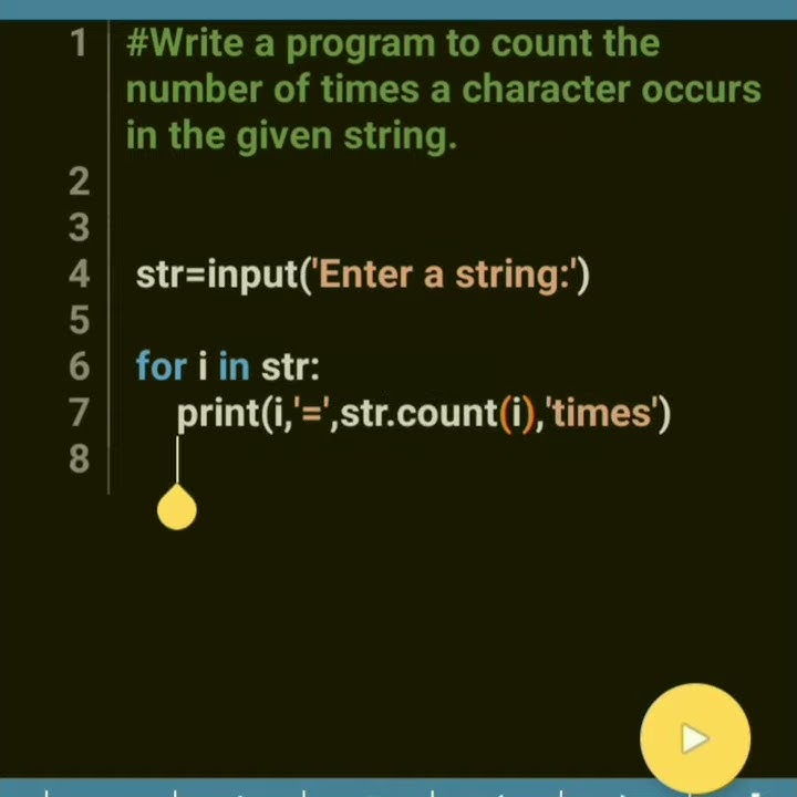 Python program to count the number of times a character occurs in the given string - YouTube
