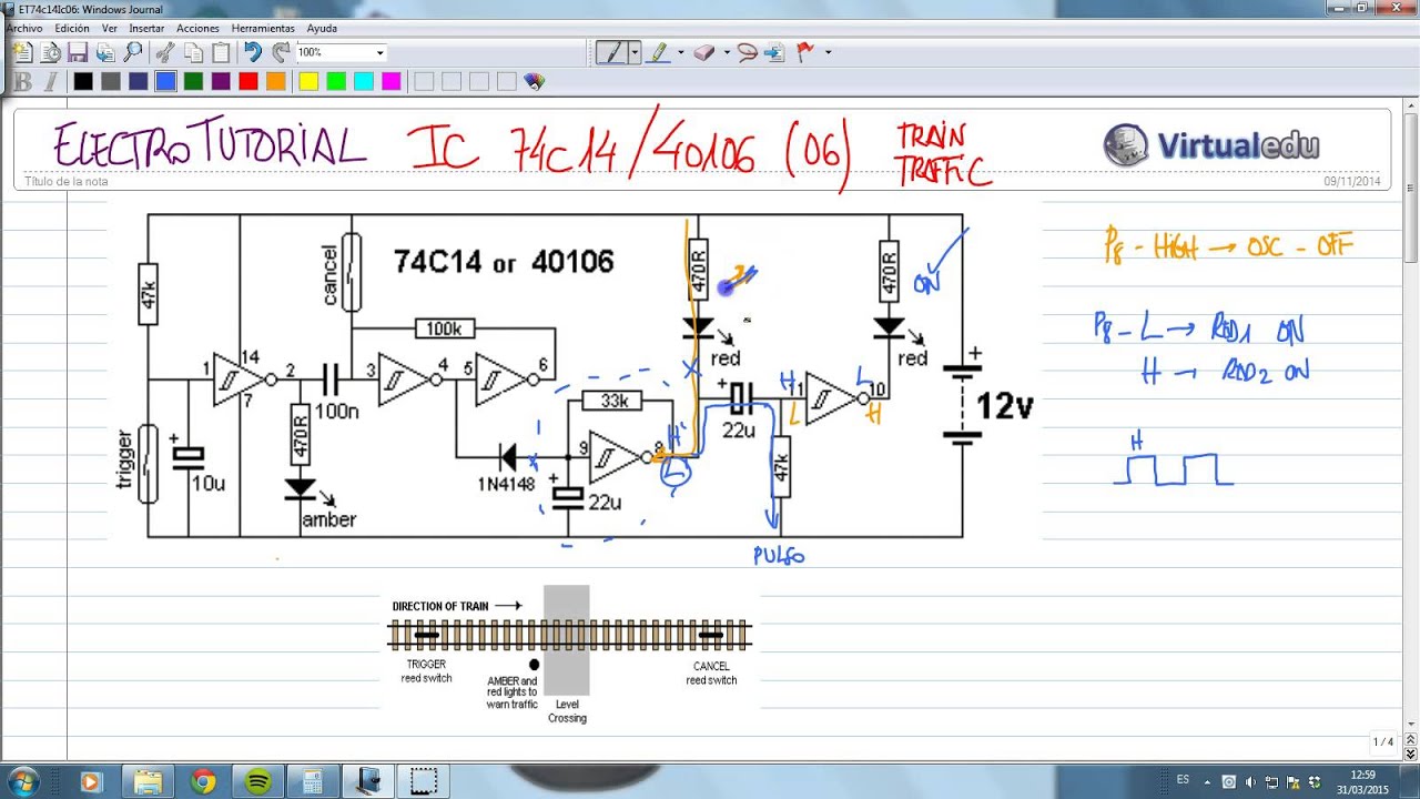 ElectroTutorial 732 IC 74c14 / 40106 (06) Train Traffic - YouTube