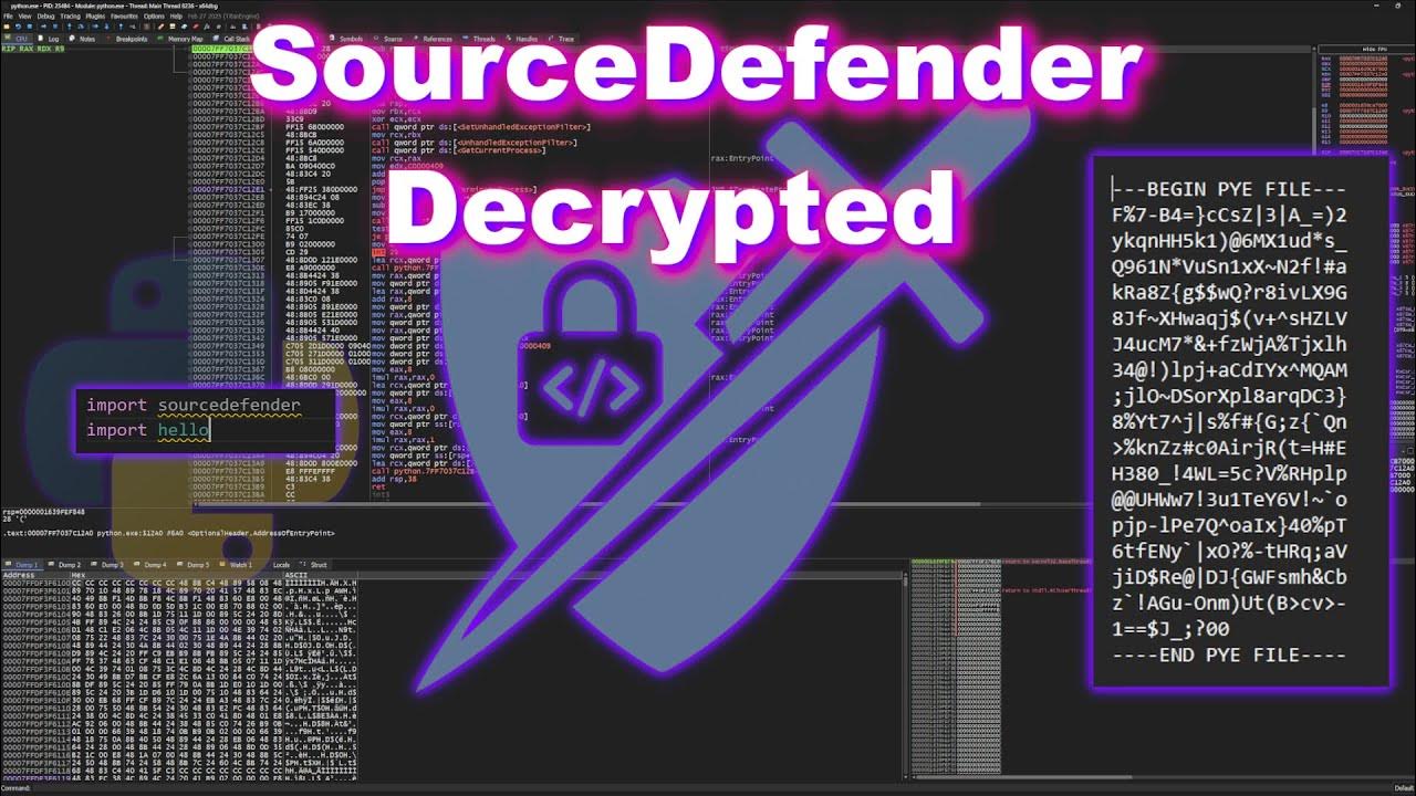 Decrypting SourceDefender obfuscated file (.pye) | https://vxnetrip.infy.uk - YouTube