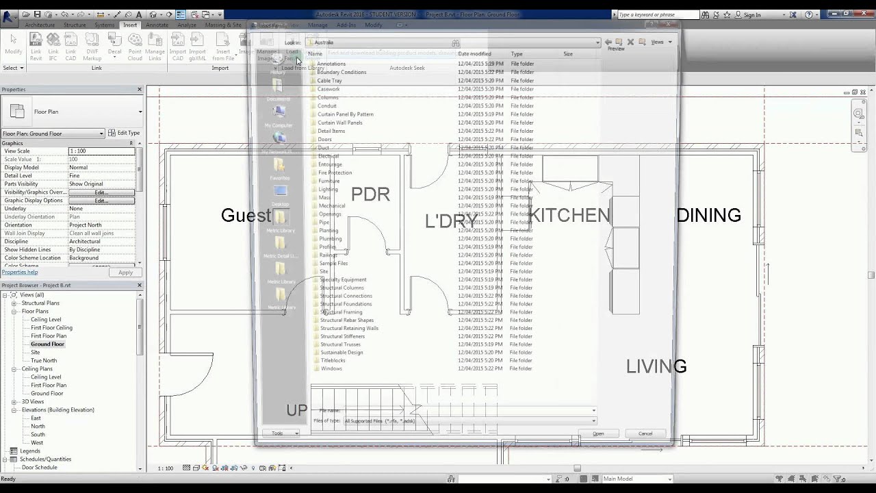 Revit 2016 - Project B #18: Adding More Elements From Library - YouTube