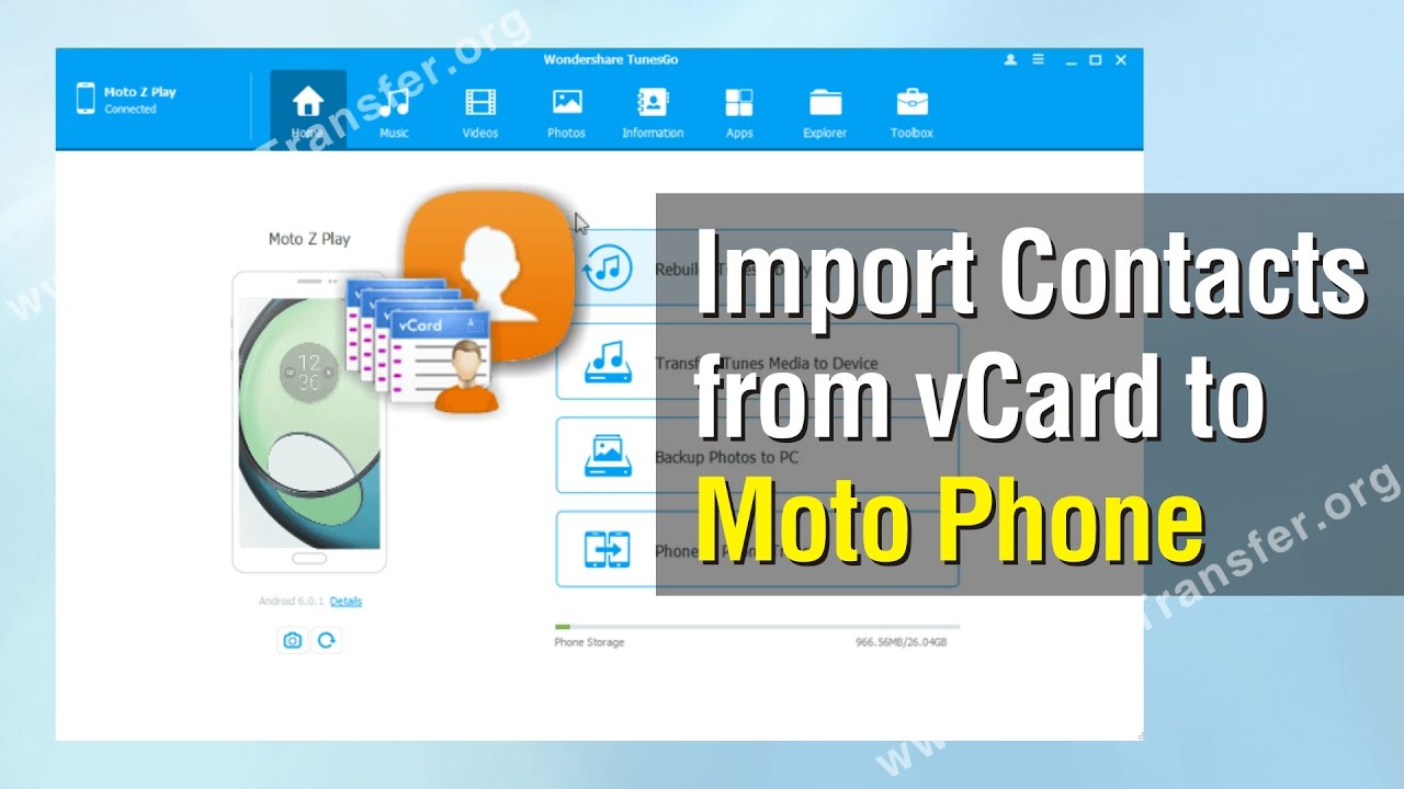How to Import Contacts from vCard to Moto Phone - YouTube