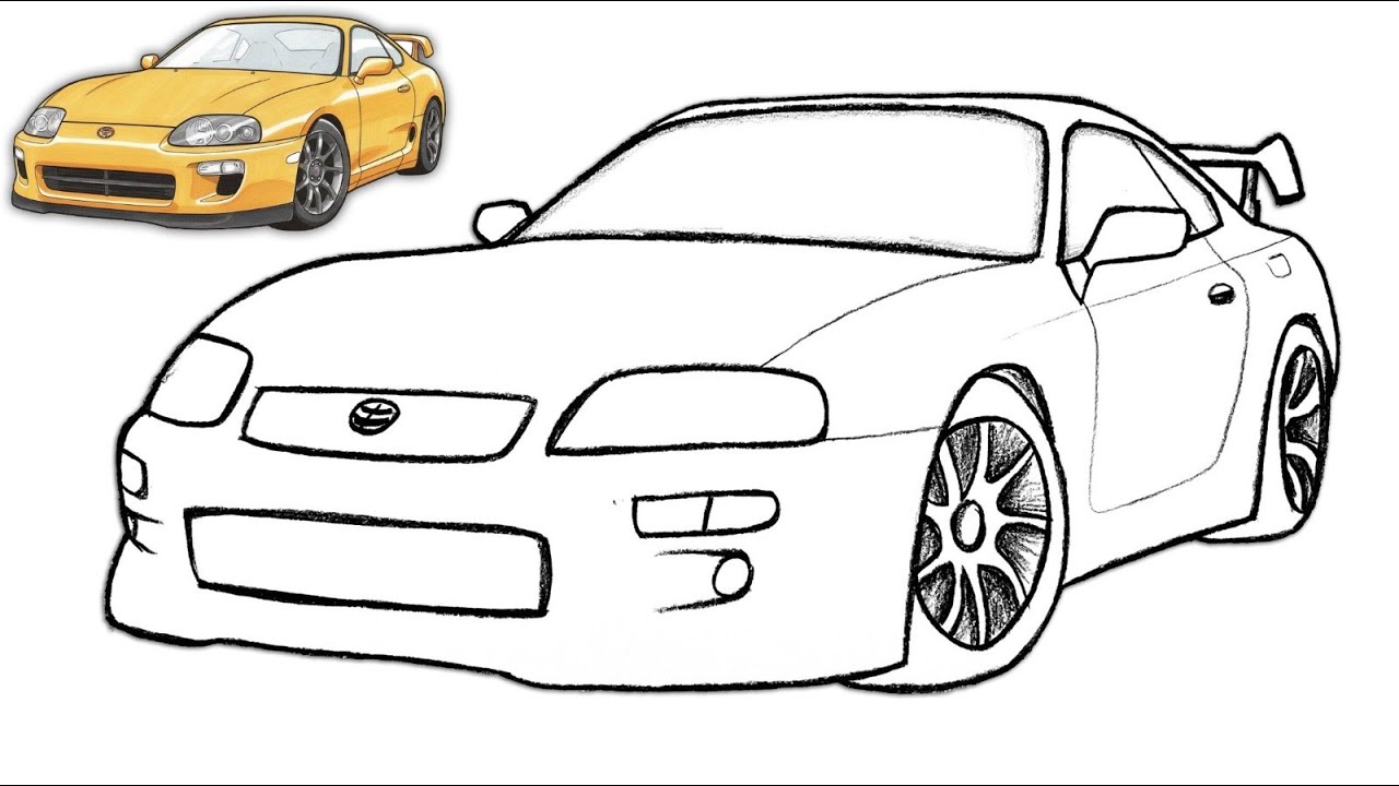 How to Draw a Toyota Supra MK4 (1998) – Easy Step-by-Step Pencil ...