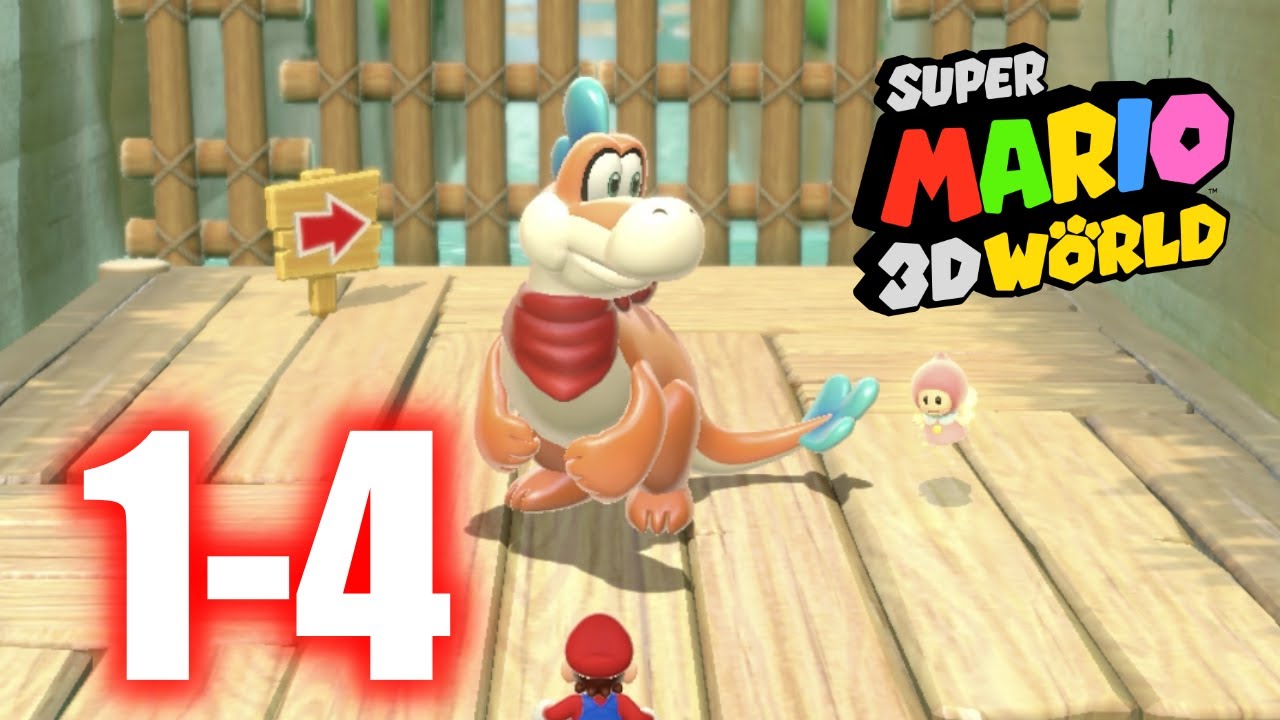 Super Mario 3D World – 1-4 Plessie's Plungin Falls (World 1 Playthrough ...
