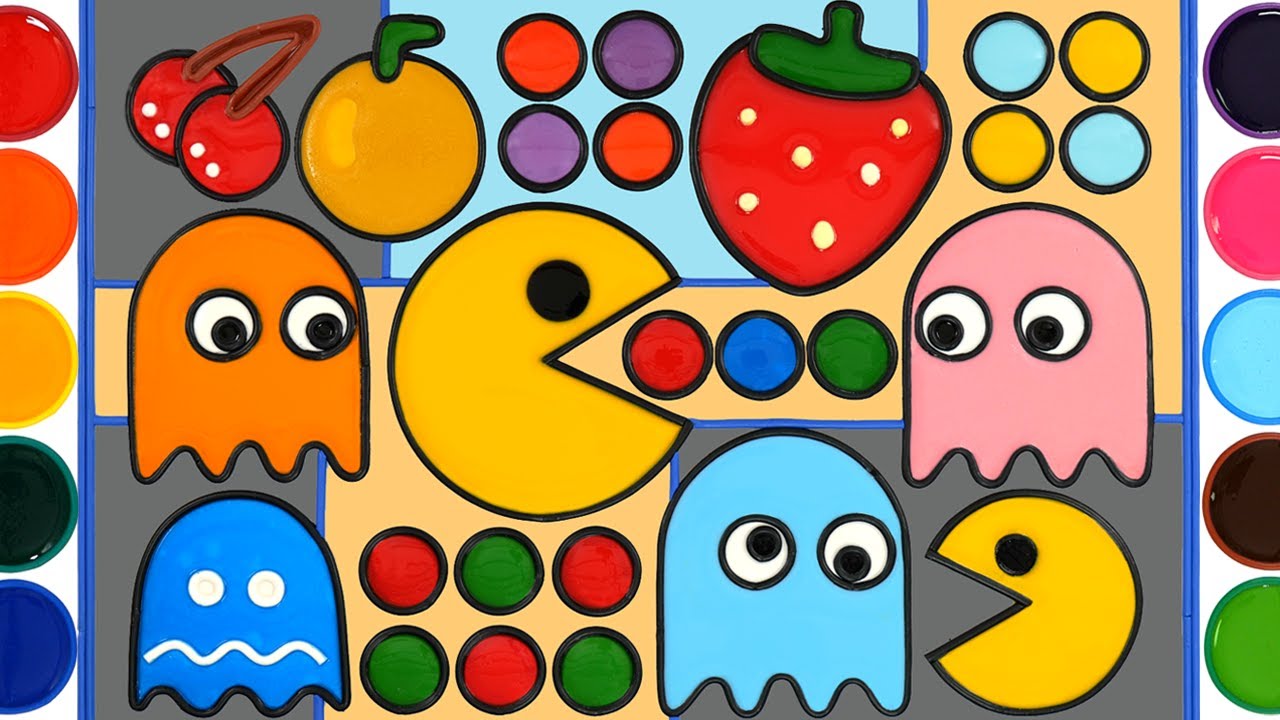 Pacman Jelly Painting & Coloring, Learn Color With Pacman | Menggambar ...