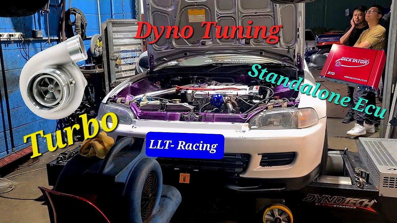 Turbo Civic Dyno Tuning - Stock Boosted D16A8 - YouTube