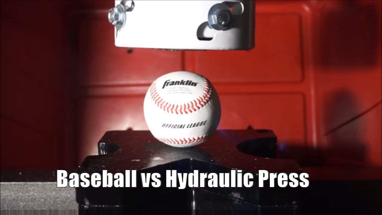 Baseball Crushed By Hydraulic Press! See What's Inside a Baseball ...