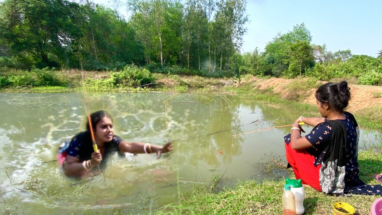 Fishing Video🐬🐬 | Amazing Village Women Hook Fishing in village pond ...