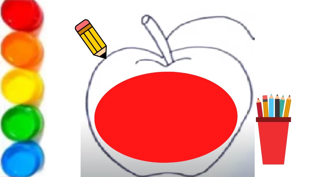 How to draw apples and bright colors for kids - desenho da maçã - YouTube