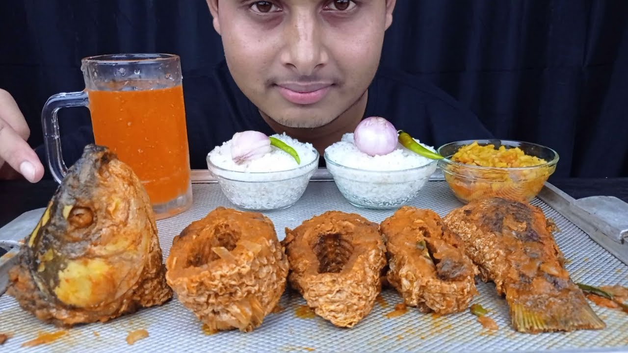 1 KG FISH CURRY & RICE EATING VIDEO | SPICY FISH CURRY EATING CHALLENGE ...