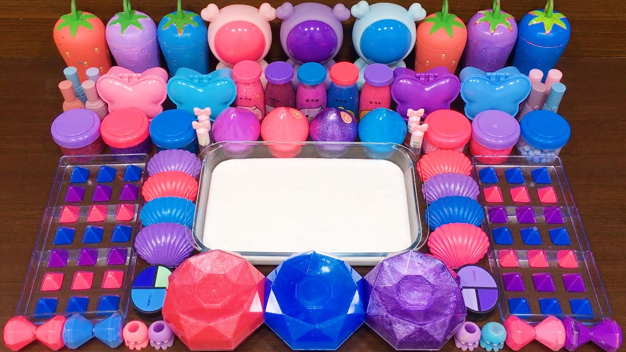 GALAXY Slime!! Mixing Random Things into GLOSSY SLIME!!! Satisfying ...