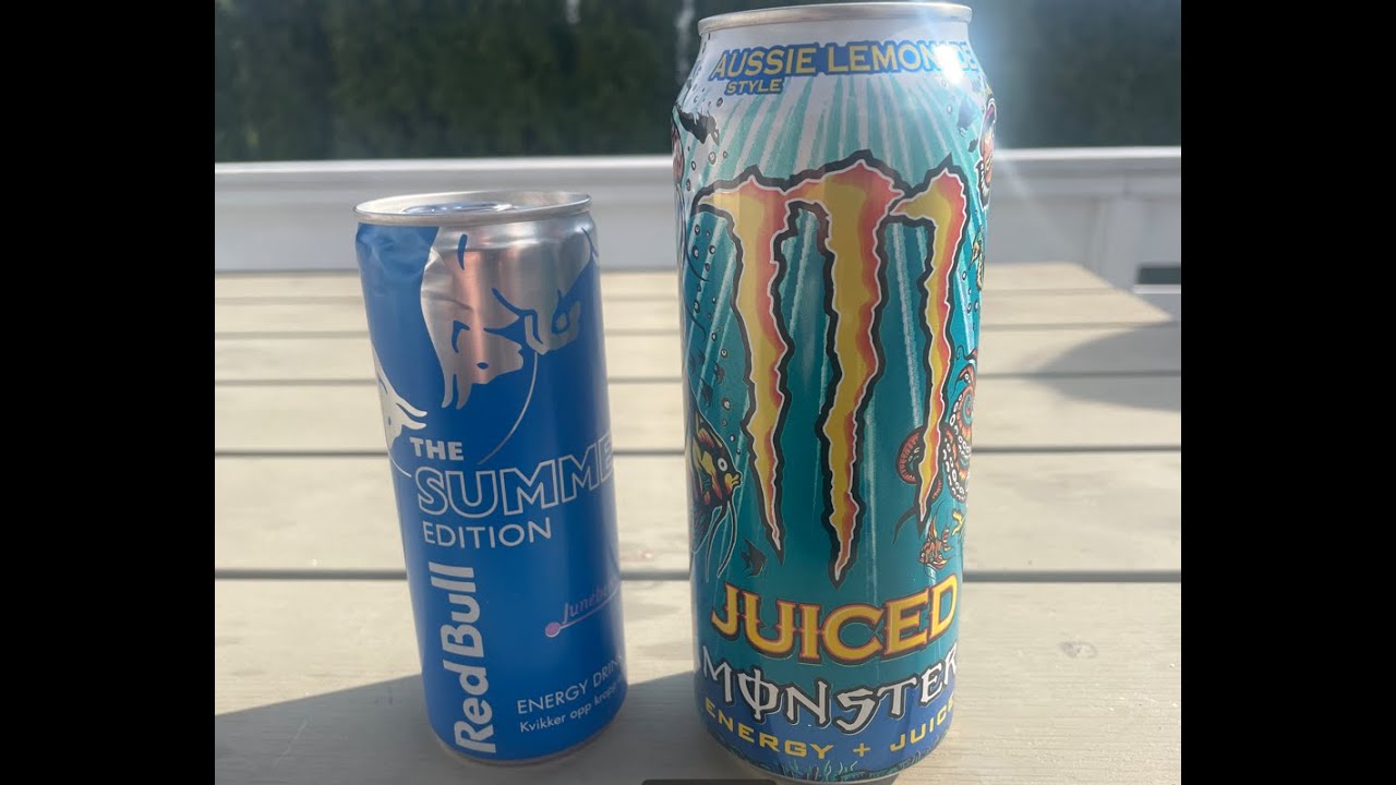 Monster Aussie Lemonade og Red Bull Juneberry - YouTube