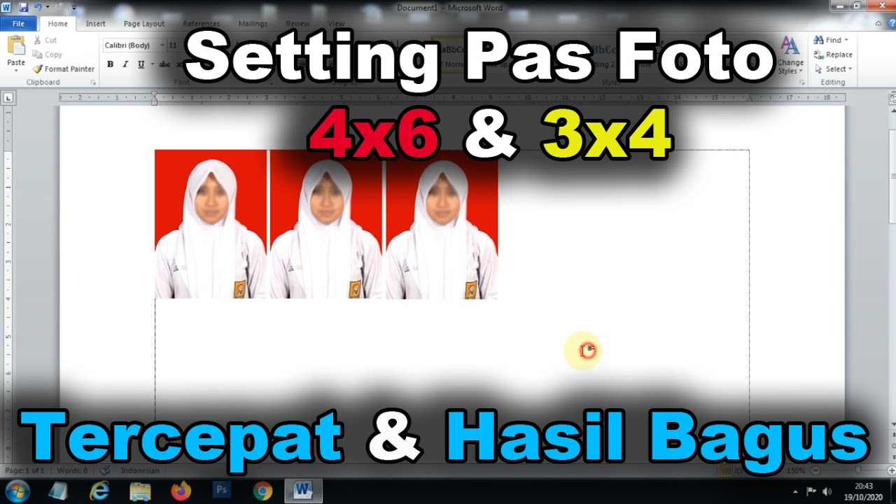 Cara Setting Ukuran Foto 4x6 dan 3x4 di Word 2010-2013 - YouTube