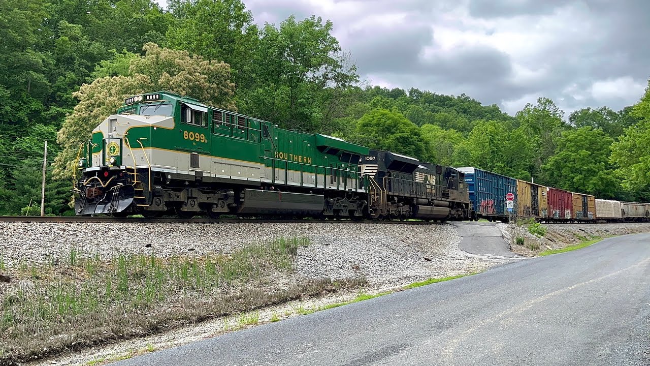 Amtrak 46, 164, and Southern heritage unit 8099 - YouTube