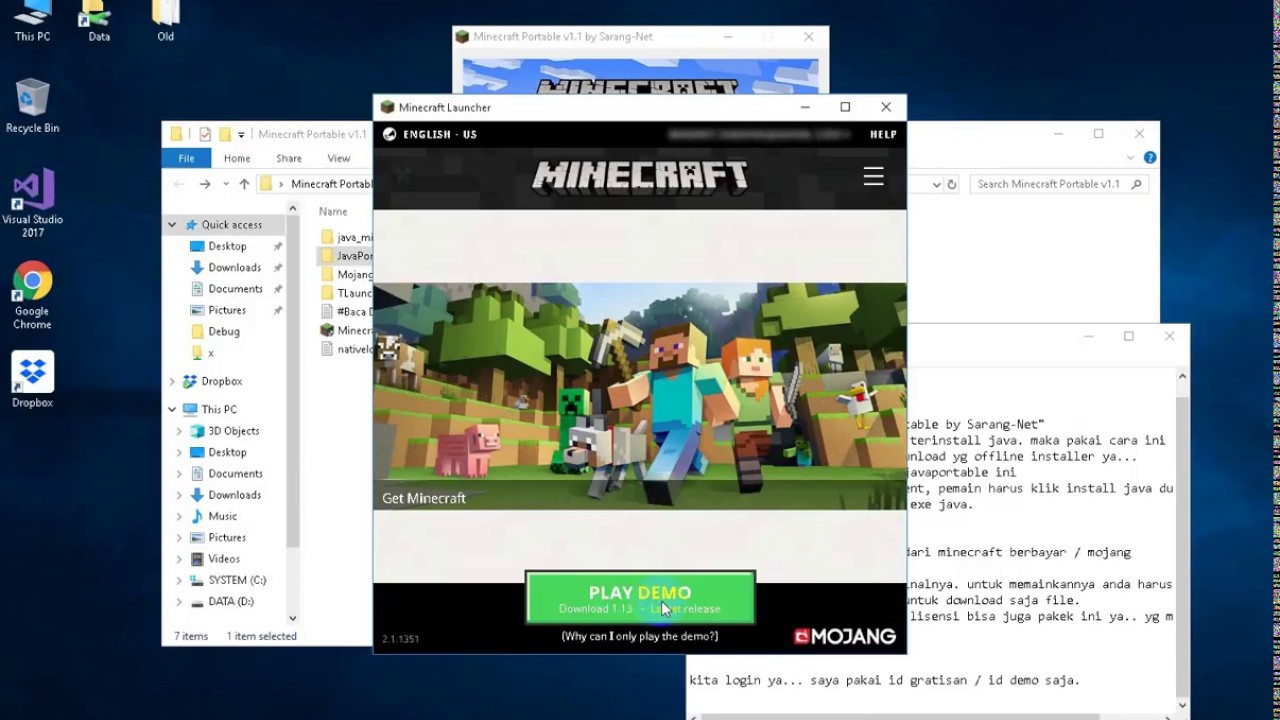 Minecraft Portable v1.1 with java installer - YouTube