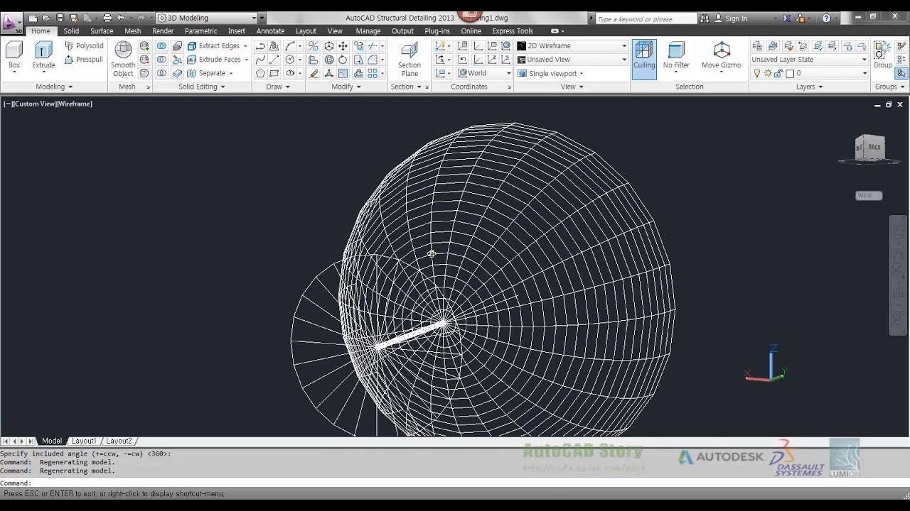 AutoCAD 2013 3d surface revsurf - YouTube