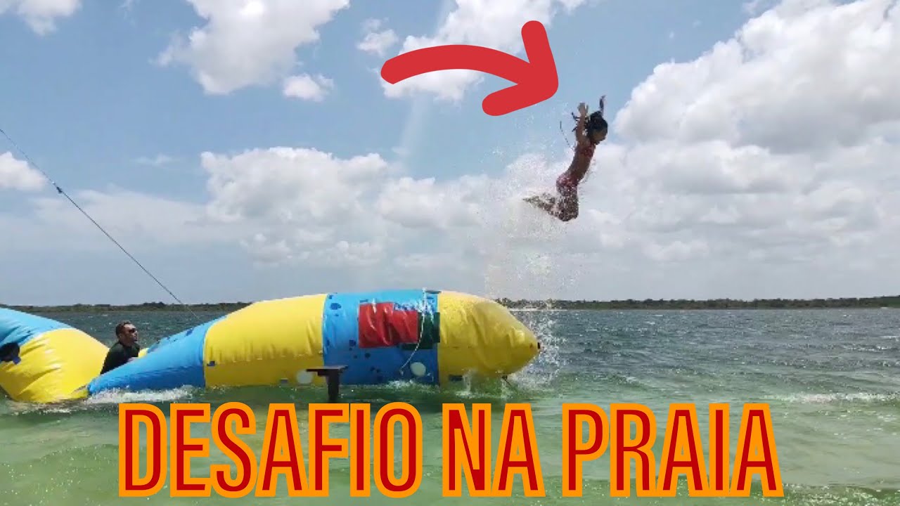 DESAFIO NA PRAIA! CAÍ NA ÁGUA - YouTube
