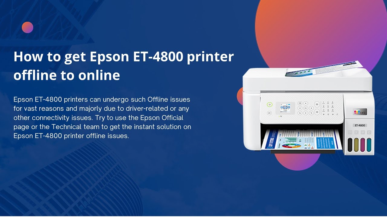 How to fix Epson ET 4800 printer offline problem | Change Epson printer ...